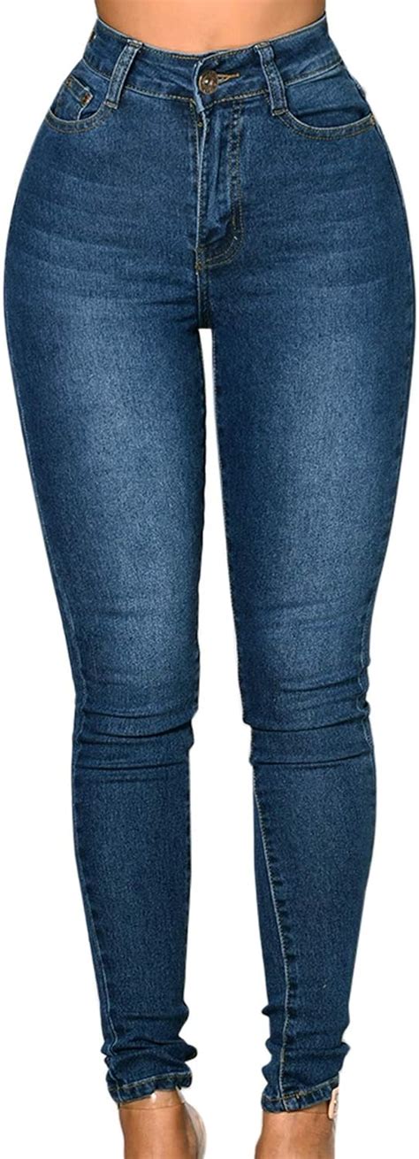 Bsbattle Alta Cintura Recta Jeans Moda Mujeres De Cintura Alta Elástica