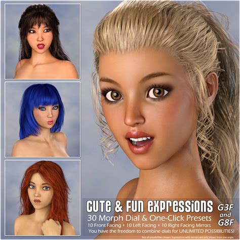Cute And Fun Morph Dial Expressions For G3f And G8f 3d Figure Assets Foxy 3d