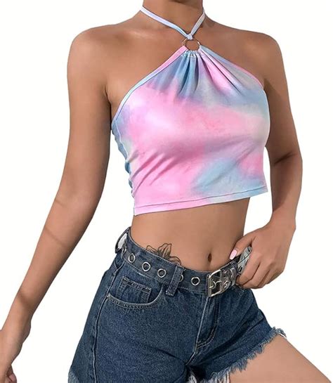 Womens Slim Fit Bandage Tube Top Off Shoulder Camisole Gradient Color