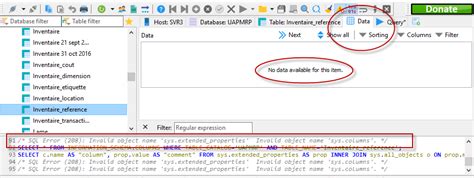 sql error 208 invalid object name sys extended properties invalid