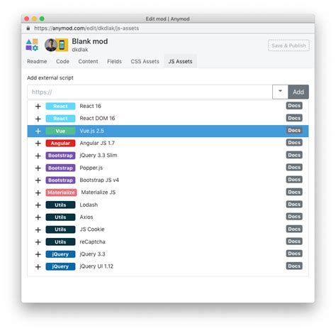 build a mod with vue js anymod guide