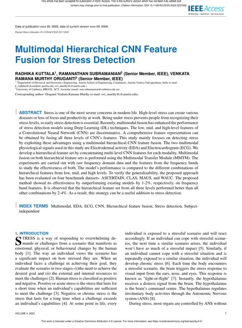 Pdf Multimodal Hierarchical Cnn Feature Fusion For Stress Detection