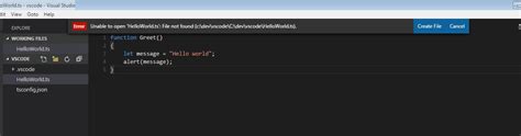 javascript unable to open file in vscode simple compile