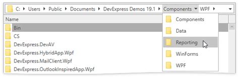 breadcrumb control wpf controls devexpress documentation