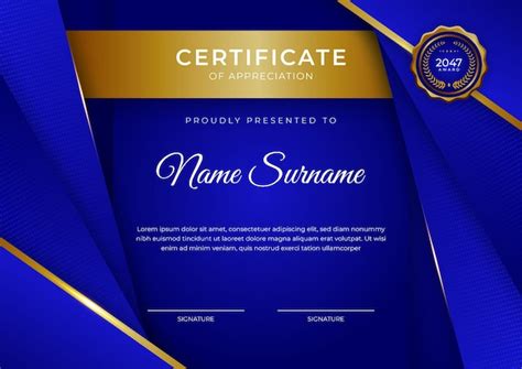 Premium Vector Elegant Blue And Gold Diploma Certificate Template