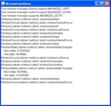 how to write window listeners the java™ tutorials creating a gui