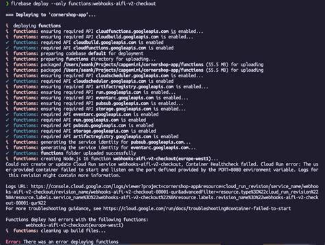 [error] v2 functions deployment fails with error in cloud run container