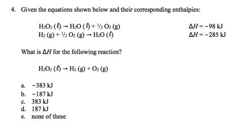 Solved 4 Given The Equations Shown Below And Their