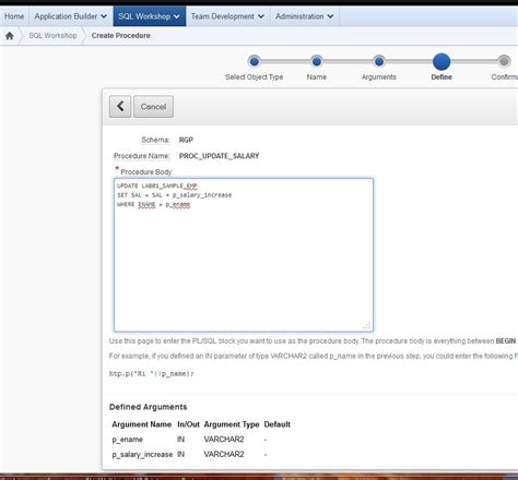 oracle apex call external stored function or stored procedure stack