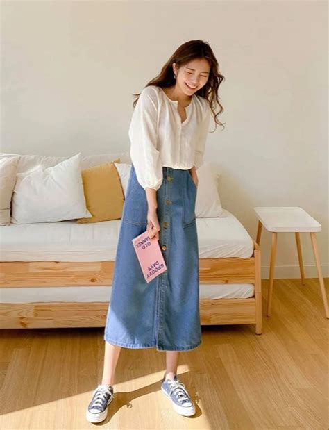Hướng Dẫn Cách Phối đồ Với Váy Jean Dài ấn Tượng Nhất