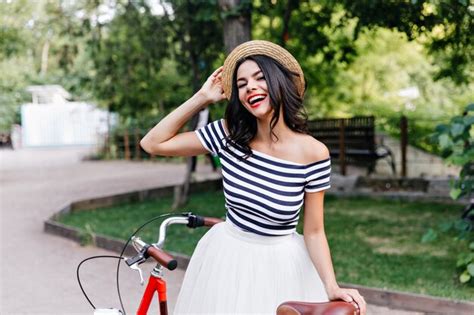 Free Photo Blithesome Caucasian Girl In Hat Posing On Nature