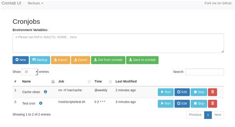 gérez vos tâches cron dans une interface graphique avec crontab ui