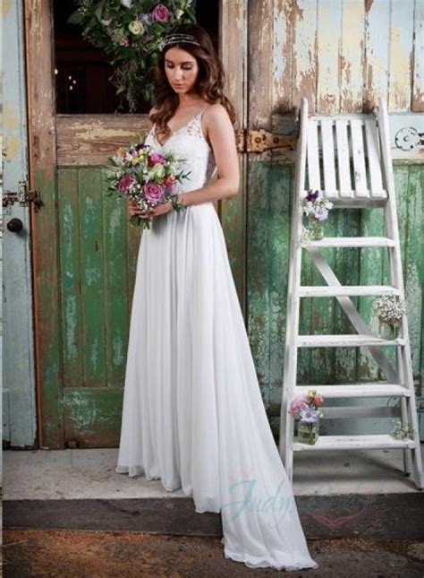 Sexy Spaghetti Straps Flowy Chiffon Boho Wedding Dress 2384096 Weddbook