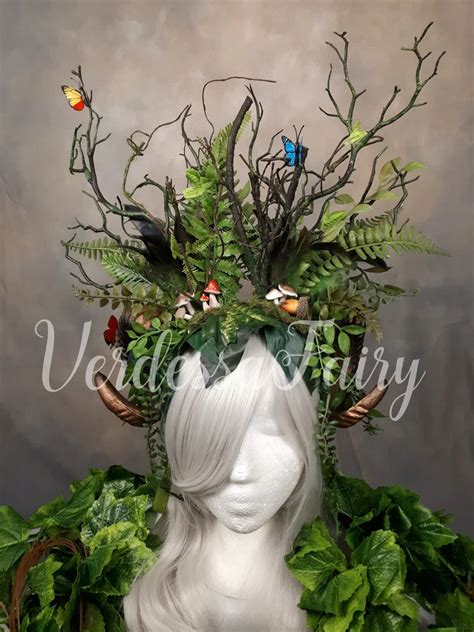 Mother Earth Goddess Headdress Branch And Horns Forest Etsy Forest