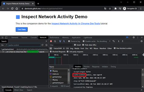 javascript how to search within all headers in chrome developer tools