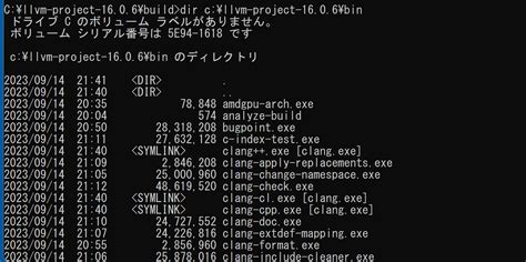 clang llvm mlir lld lldb バージョン16のインストール（ソースコード，build tools for