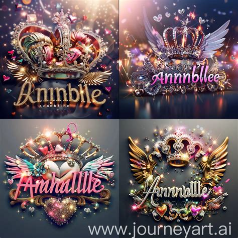 Elegant 3d Typography Annabelle Crowned With Diamonds And Angelic
