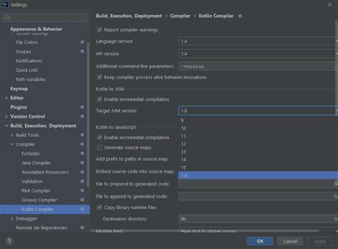 intellij s kotlin compiler target vm version options are confusing