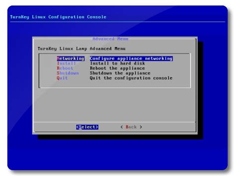 configuration console advanced menu turnkey gnu linux screenshot