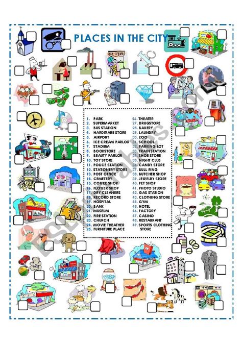 Places In The City Worksheet Teaching Vocabulary English Vocabulary