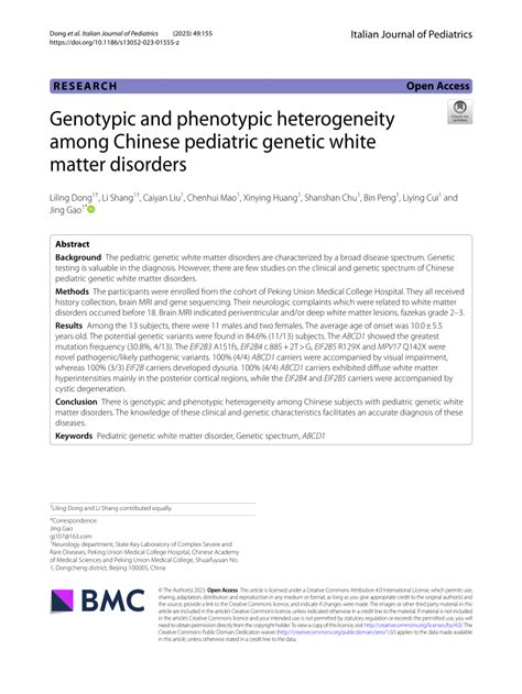 Pdf Genotypic And Phenotypic Heterogeneity Among Chinese Pediatric