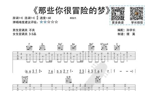那些你很冒险的梦吉他谱 林俊杰 吉他弹唱谱 琴谱网