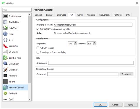 git setup git in qt creator itecnote