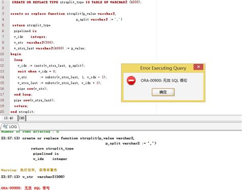oracle ora 00900 invalid sql statement errorwhat s wrong with my