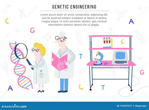 Scientist Exploring Dna Structure Hand Drawn Genome Sequencing Concept