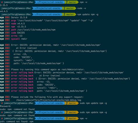 node js npm was installed i attempt to update and find it s no