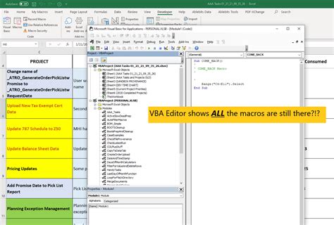 macros invisible to excel but can be run from ribbon if already