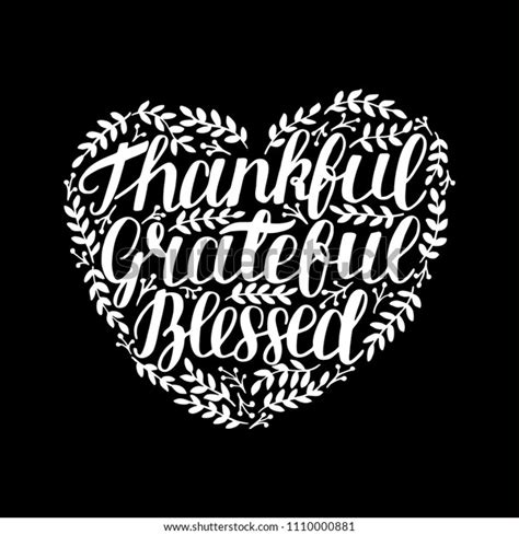 Hand Lettering Thankful Grateful Blessed Shape Stock Vector Royalty