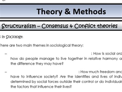 Aqa Sociology Year 2 Theory And Methods Conflict And Consensus