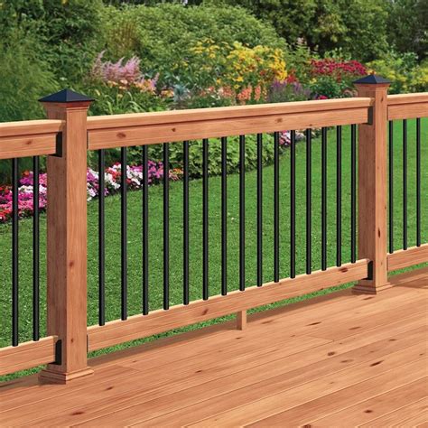 Deckorail 6 Ft Redwood Deck Rail Kit With Black Aluminum Balusters