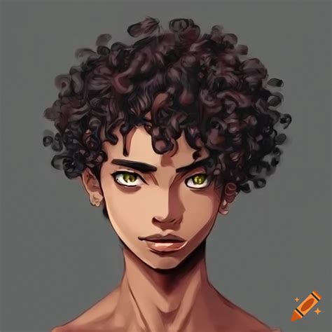Japanese Anime Inspired Male Character With Dark Brown Skin And Black