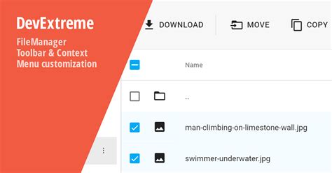 devextreme file manager toolbar and context menu