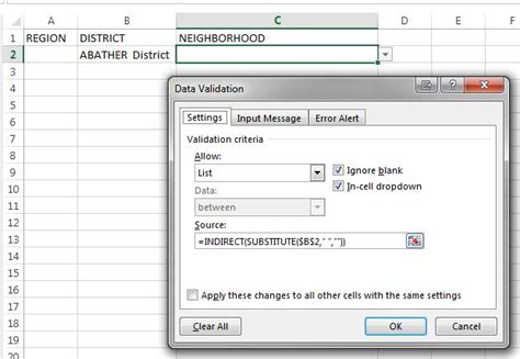 excel data validation source for different columns stack overflow