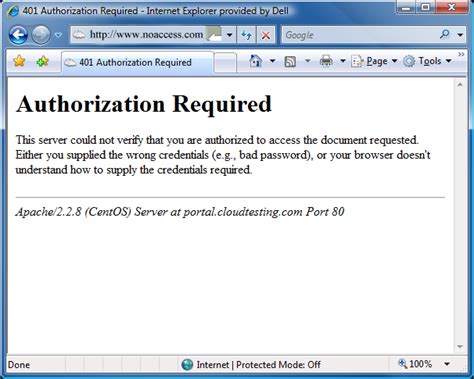 error 401 authorization required