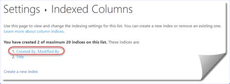 add an index to list or library column in sharepoint