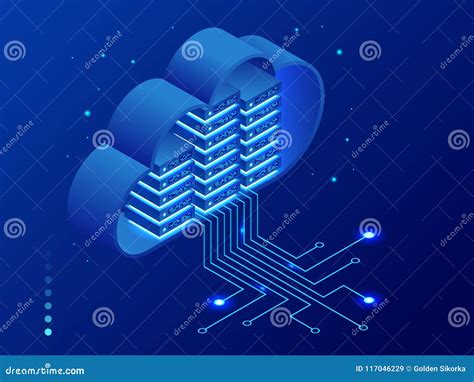 Isometric Modern Cloud Technology And Networking Concept Web Cloud