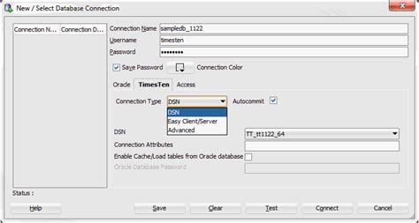 connecting to a timesten database