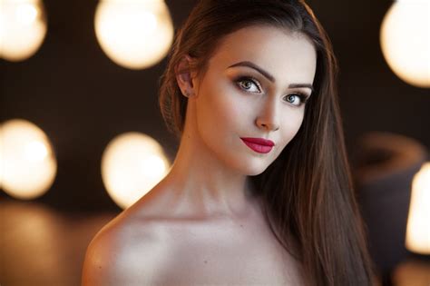 Women Model Pascal Martin Straight Hair Long Hair Bare Shoulders