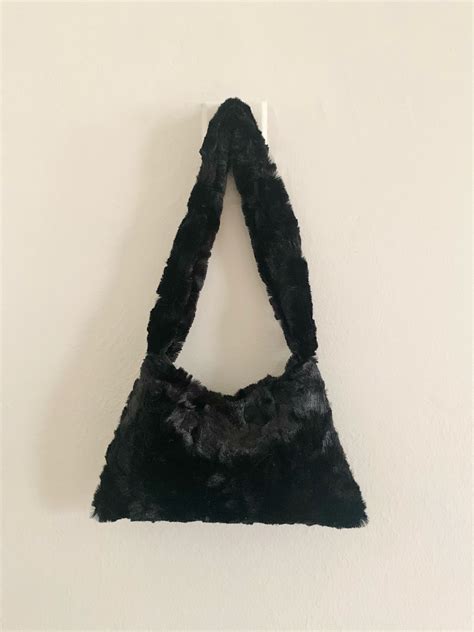 Black Fuzzy Bag Etsy