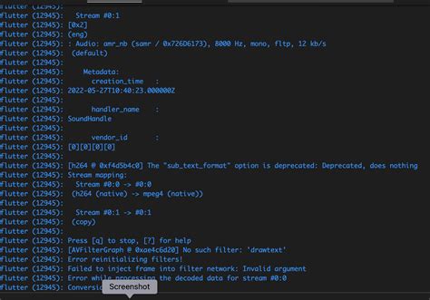 ios flutter ffmpeg kit flutter not able to drawtext over video
