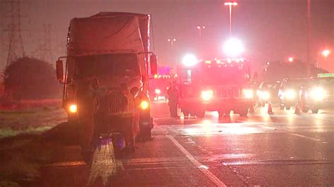 Fiery 18 Wheeler Crash And Hazmat Spill Block Part Of Highway 225 In
