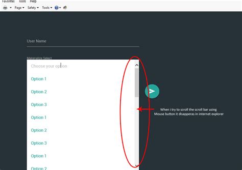 javascript materialize css select box issues in internet
