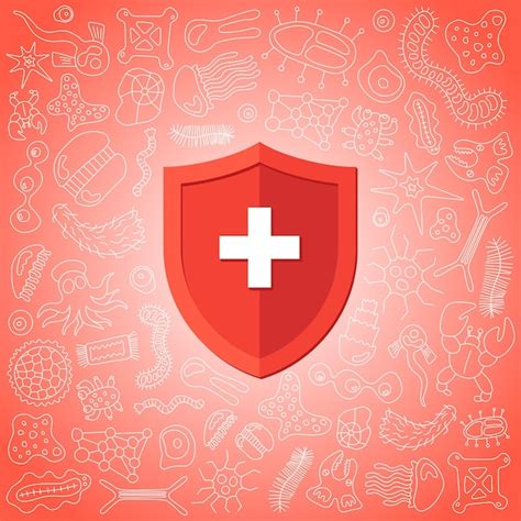 Escudo Rojo De Prevención Médica Higiénica Que Protege De Gérmenes De
