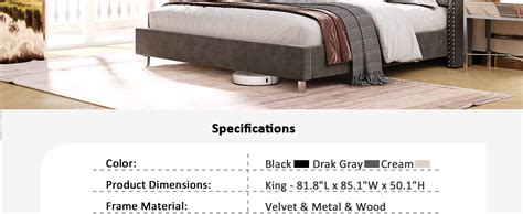 Papajet King Size Tufted Upholstered Platform Bed Frame Low