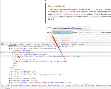 html where does bootstrap inline form gap between label and input