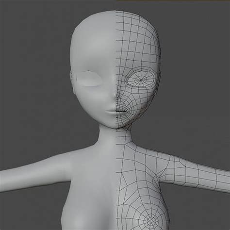 Base Model Anime Girl Free Vr Ar Low Poly 3d Model Cgtrader